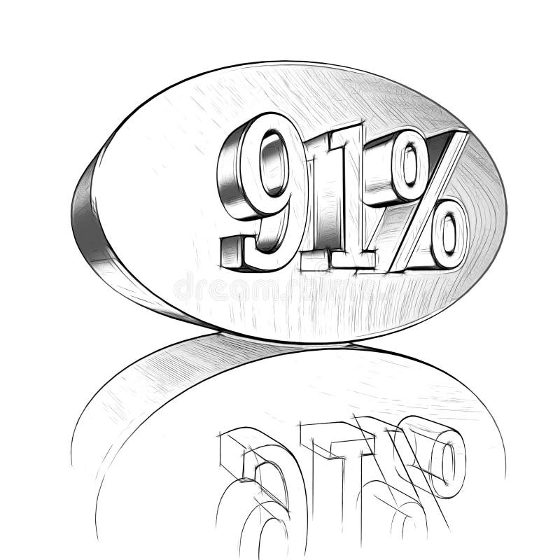91 , 91 Percent As a 3D Illustration, 3D Rendering Stock Illustration ...