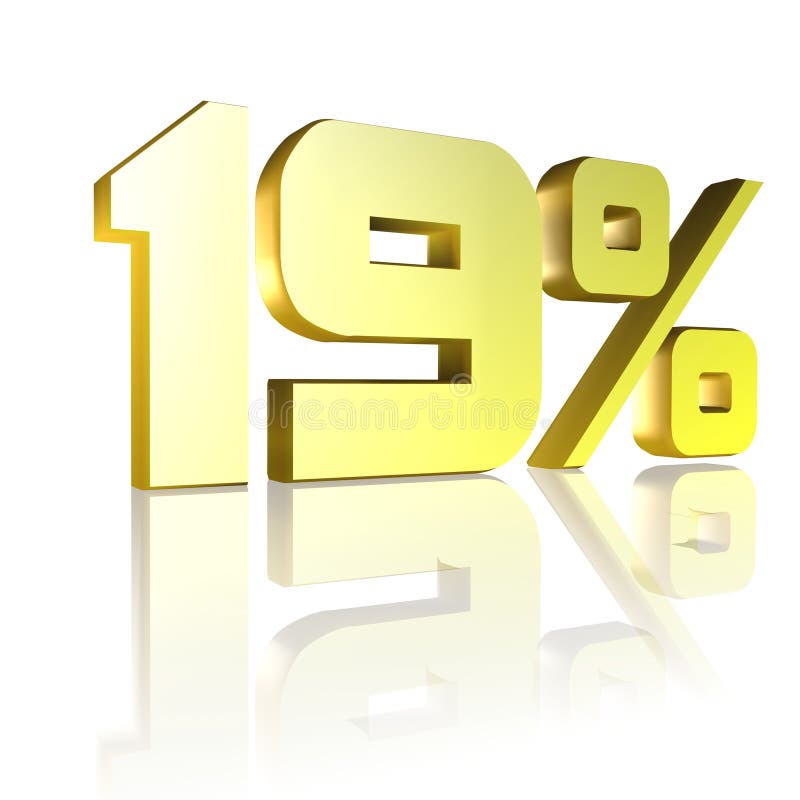 19 , 19 Percent As a 3D Illustration, 3D Rendering Stock Illustration ...