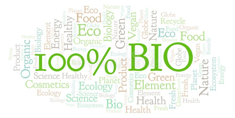 100 Percent Bio Word Cloud. Stock Illustration - Illustration of ...