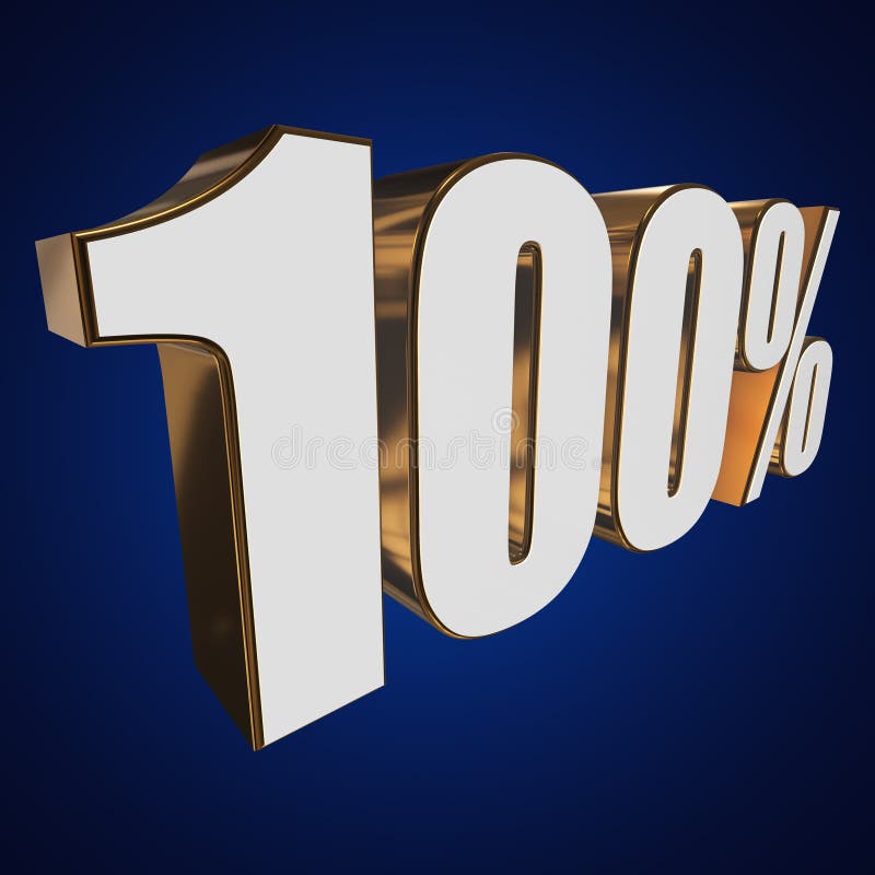 100 Percent on Blue Background Stock Illustration - Illustration of ...