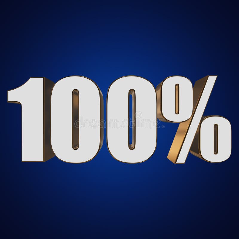 100 Percent on Blue Background Stock Illustration - Illustration of ...