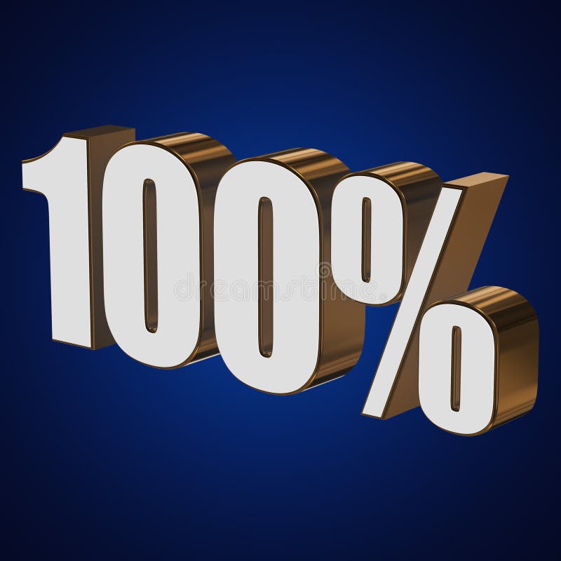 100 Percent on Blue Background Stock Illustration - Illustration of ...