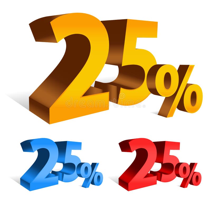 25 Percent Bold 3d Vector Letters Stock Vector - Illustration of ...