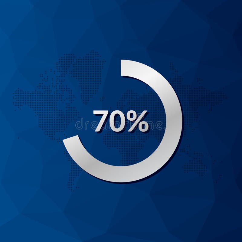 70 Percent Circle Chart. Infographic Vector Icon with Blue Low Poly ...