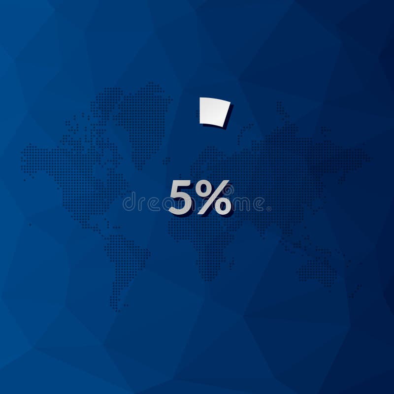 5 Percent Circle Chart. Infographic Vector Icon with Blue Low Poly ...