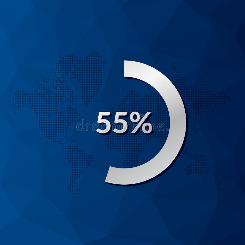 55 Percent Circle Chart. Infographic Vector Icon with Blue Low Poly ...