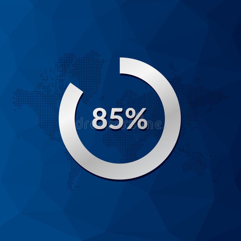 85 Percent Circle Chart. Infographic Vector Icon with Blue Low Poly ...