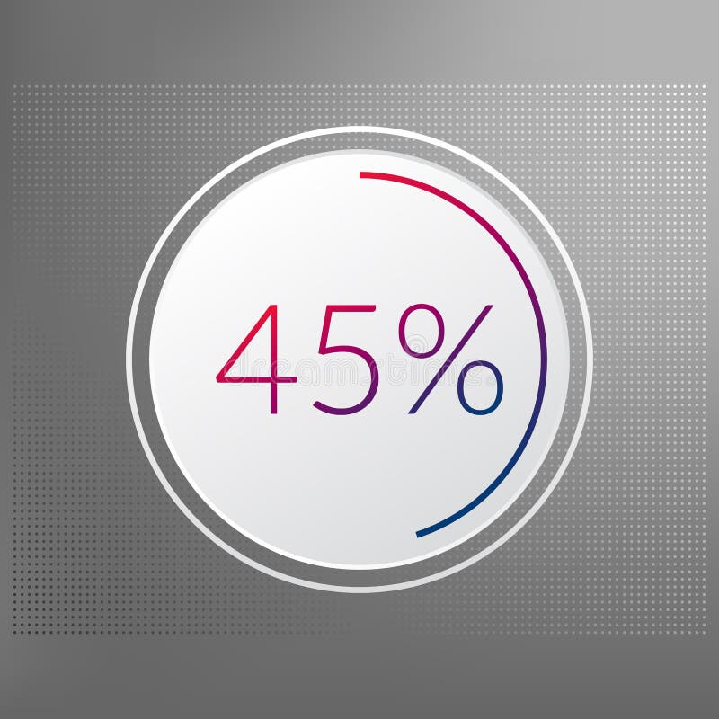 45 Percent Circle Chart Symbol. Vector Red Blue Gradient Element ...
