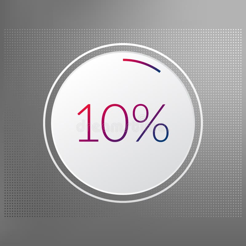 10 Percent Circle Chart Symbol. Vector Red Blue Gradient Element ...