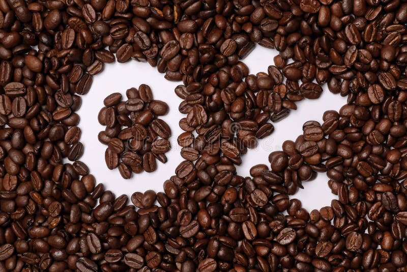 0 Percent in Coffee Beans on White Background, Top View. Decaffeinated ...