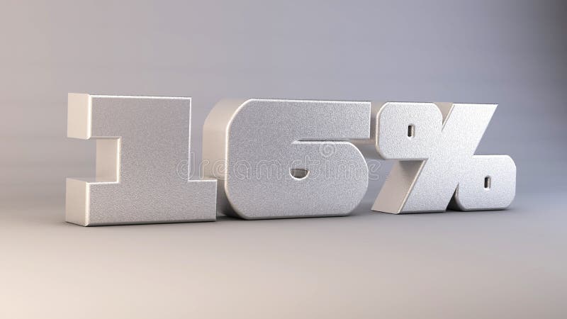 16 Percent 3d Metal Text Isolated on White Stock Illustration ...