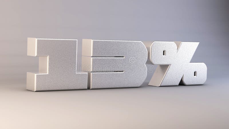 13 Percent 3d Metal Text Isolated on White Stock Illustration ...