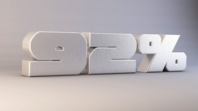 92 Percent 3d Metal Text Isolated on White Stock Illustration ...