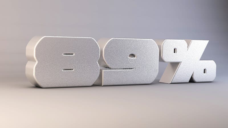 89 Percent 3d Metal Text Isolated on White Stock Illustration ...