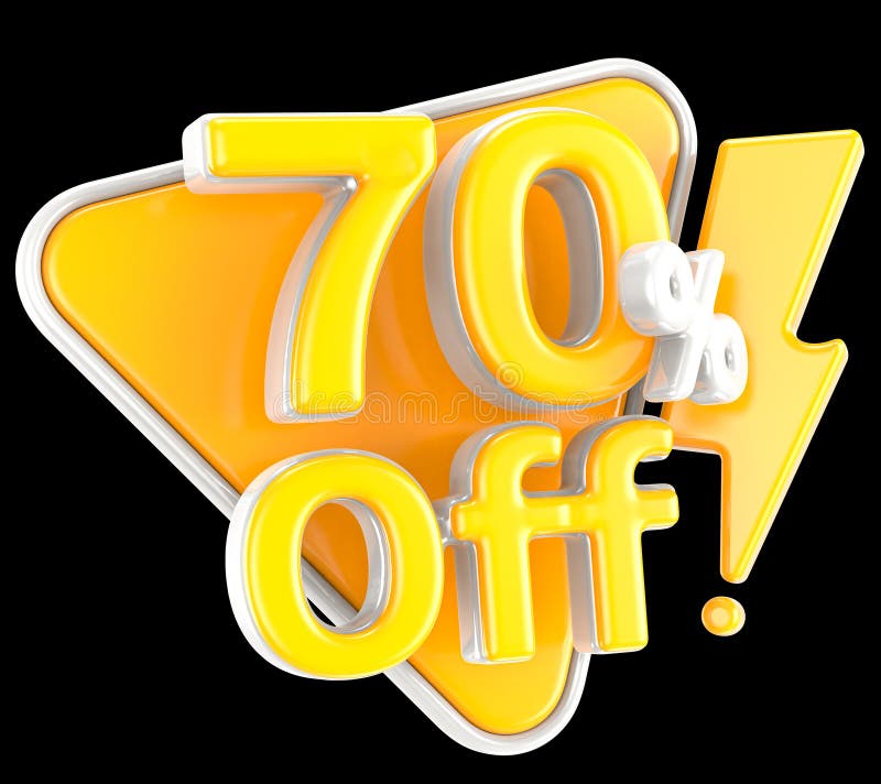 70 Percent 3D Render Yellow Background Stock Image - Illustration of ...