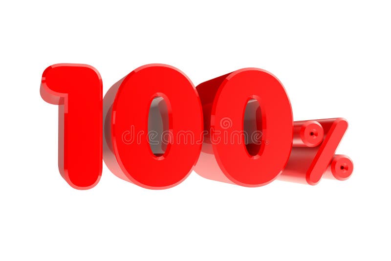100 Percent 3d Rendering on White Background Stock Illustration ...