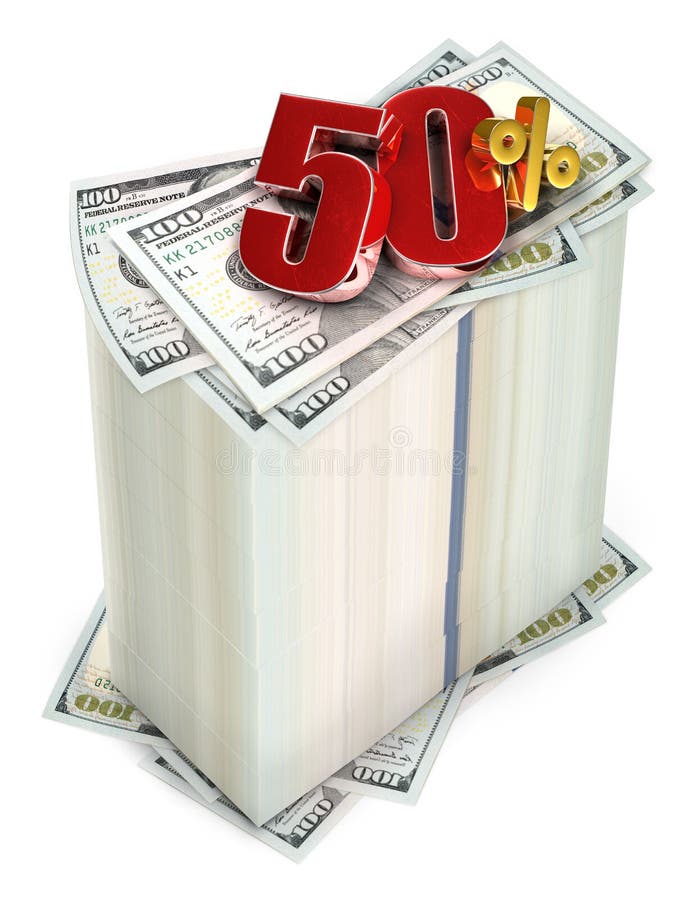 50 Percent 3d.with Clipping Path. Stock Illustration - Illustration of ...