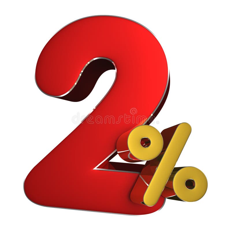 2 Percent 3D.with Clipping Path. Stock Illustration - Illustration of ...