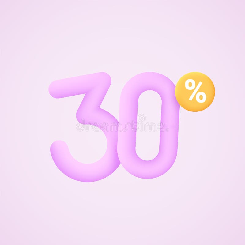 30 Percent Discount Vector Illustration 3d Mega Loyalty. 30 Percent ...