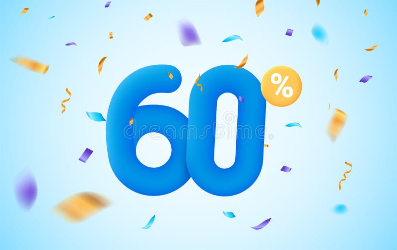 60 Percent Discount Vector Illustration 3d Mega Loyalty. 60 Percent ...