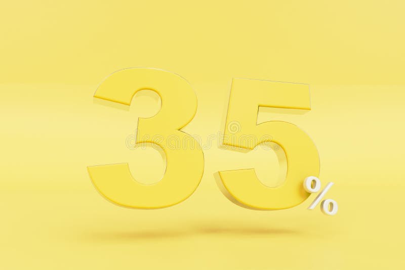 35 Percent Discount. Yellow Digit 35 and White Percent on a Yellow ...