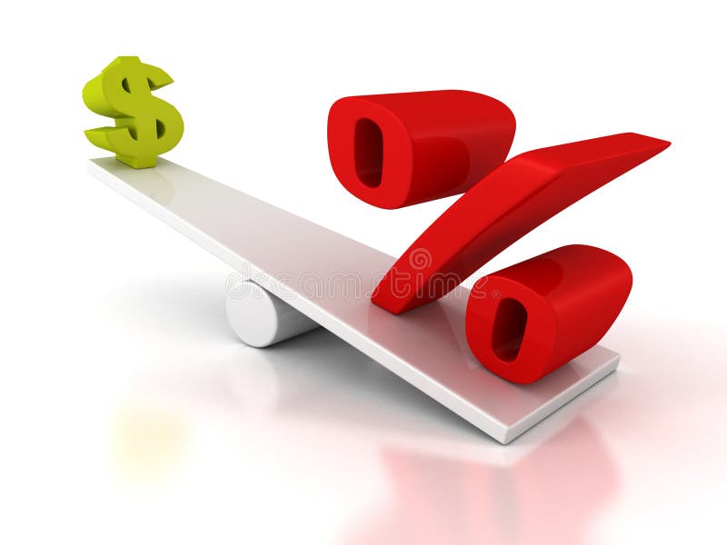Percent and Dollar Symbols on Scales Balance Stock Illustration ...