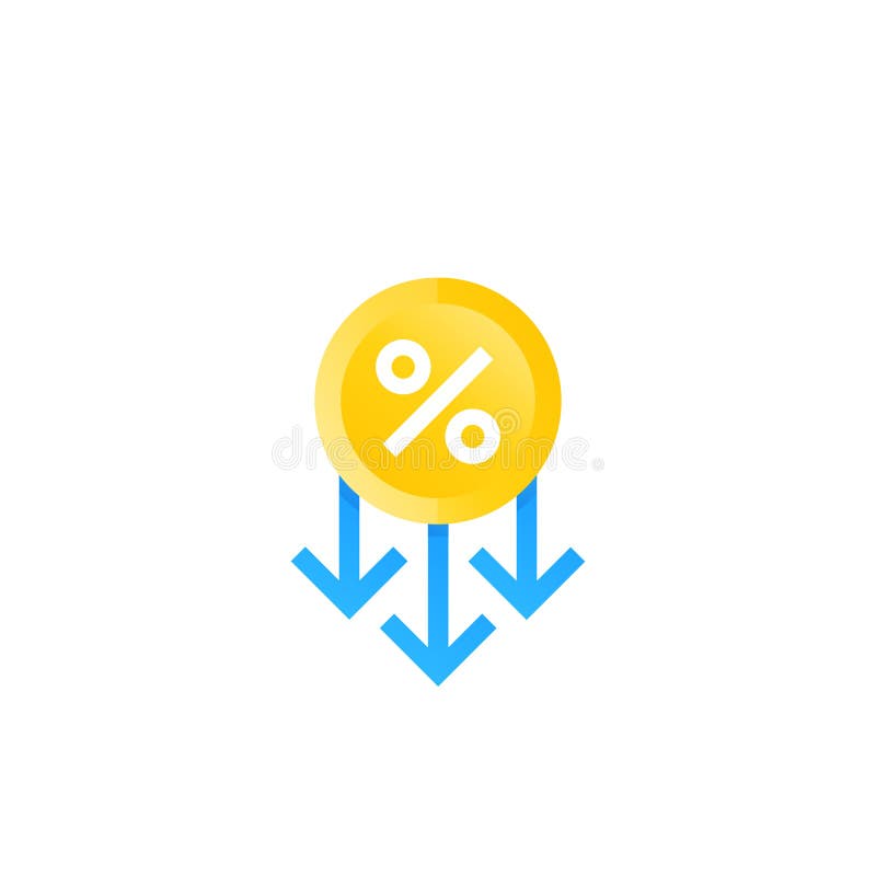 Percent Down, Cost Reduction Icon Stock Vector - Illustration of icon ...