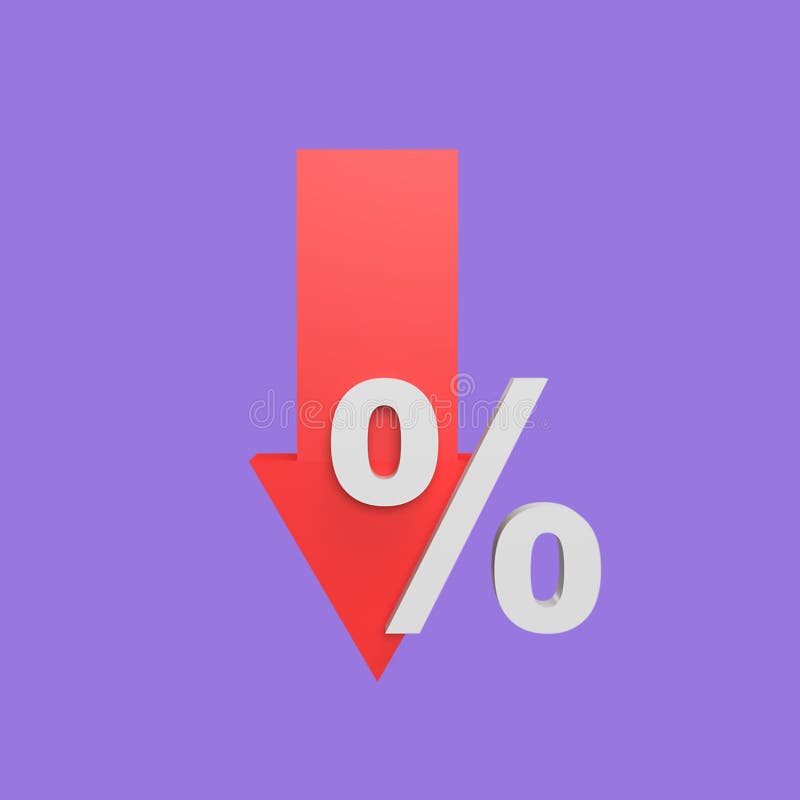 Percent Down 3d Icon Model Cartoon Style Concept. Render Illustration Stock Illustration ...