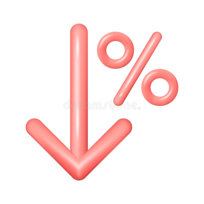 Percent Down Arrow Flat Vector Icon Stock Vector - Illustration of ...