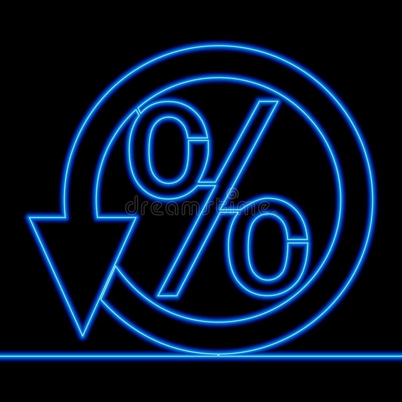 Percent Down, Decline Icon Neon Glow Concept Stock Vector ...