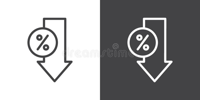 Percent Down Icon Flat Vector Set Outline Stock Illustration ...