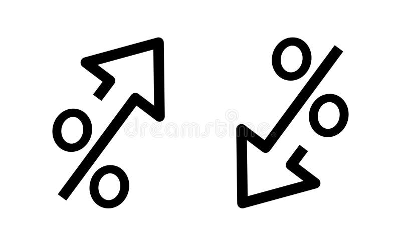 Percent Down Vector Icon. Percentage, Arrow, Reduction - Illustration ...