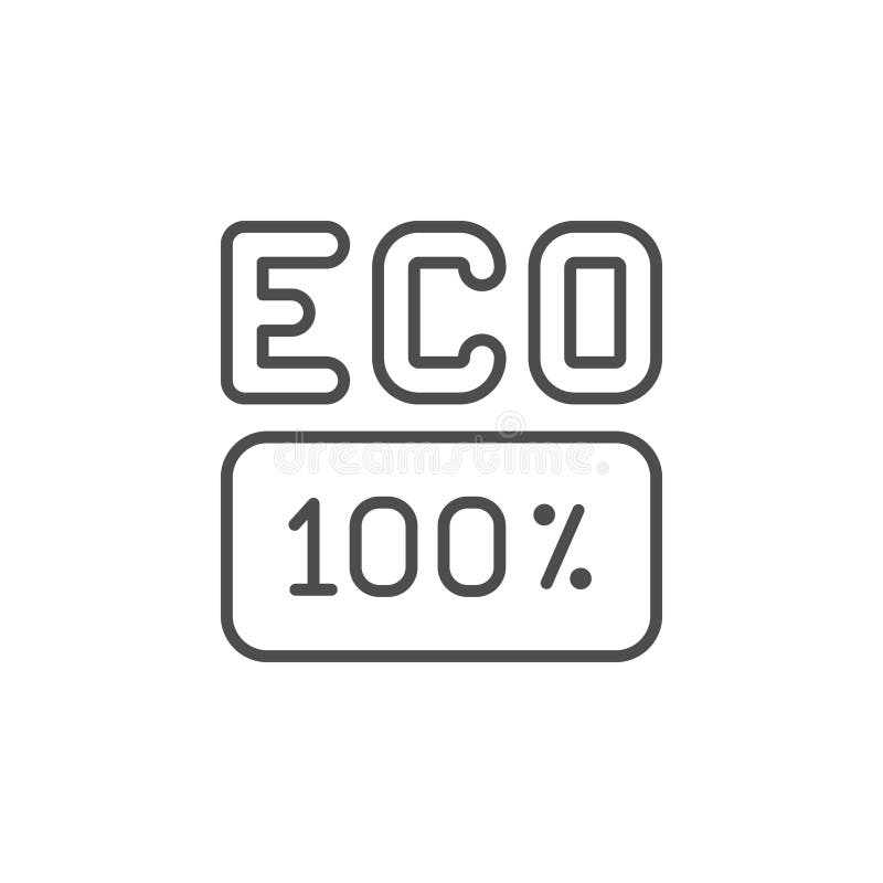 100 Percent Eco Line Outline Icon Stock Vector - Illustration of ...
