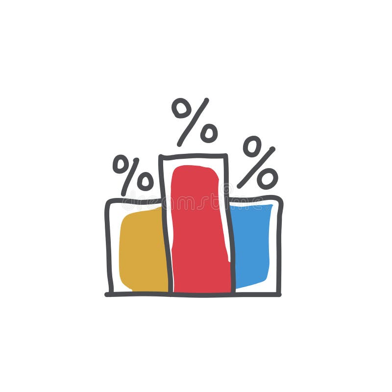 Percent graph doodle icon stock vector. Illustration of graphic - 184030662