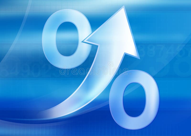 Percent Growth on a Blue Background Stock Illustration - Illustration ...