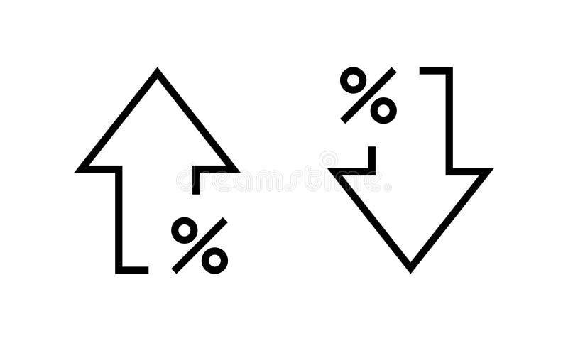 Percent Growth and Decline Arrow Icon. Increase and Decrease Percentage Concept Stock Vector ...