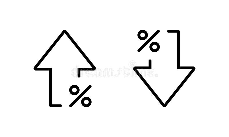Percent Growth Decline Arrow Icon. Increase and Decrease Percentage ...