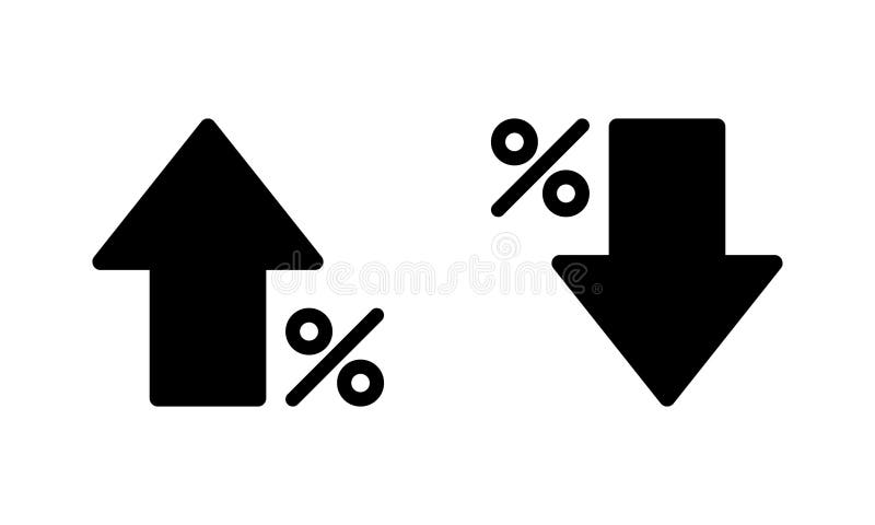 Percent Growth and Decline Arrow Icon. Increase and Decrease Percentage ...