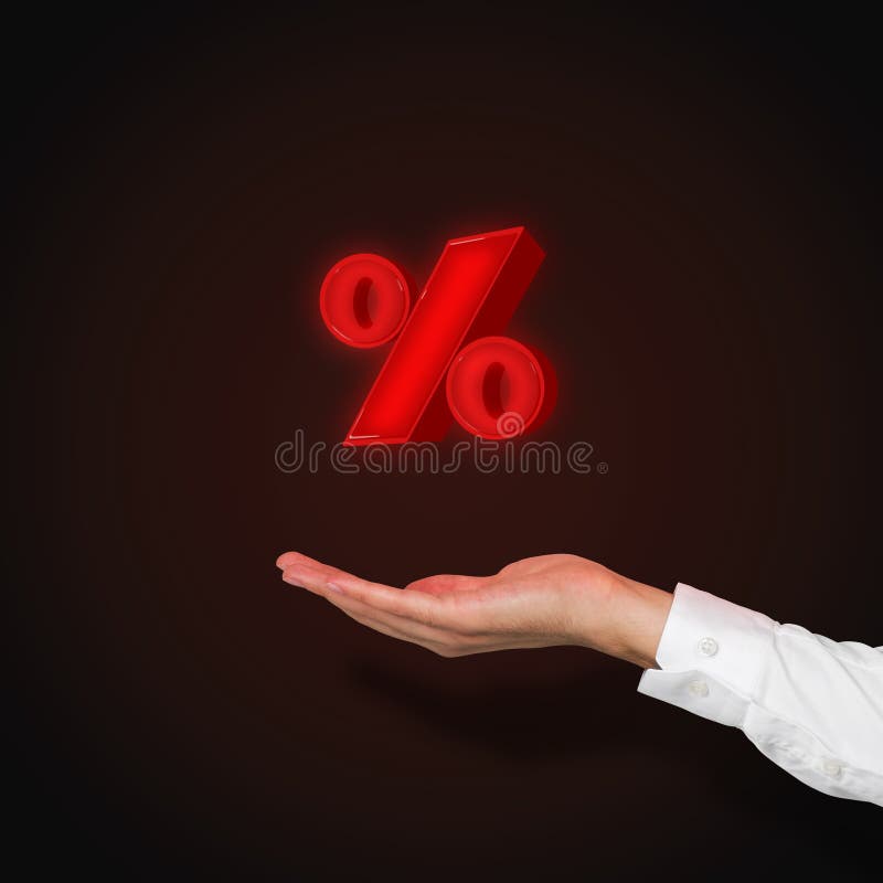 Percent in hand stock illustration. Illustration of symbol - 49823721
