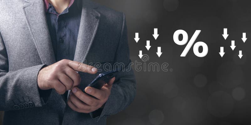 Percent Icon with Down Arrows. Percentage Reduction Stock Image - Image ...