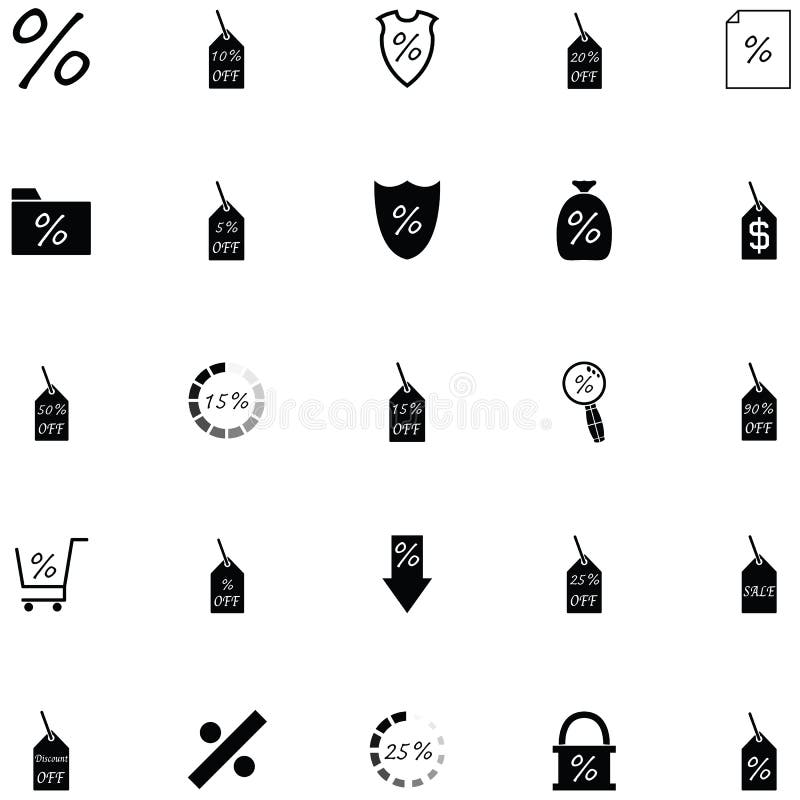 Percent icon set stock vector. Illustration of shopping - 131959924