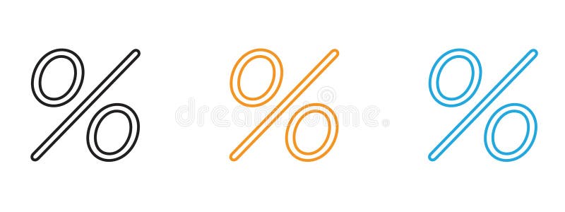 Percent Icon Thin Line Illustration Set Stock Vector - Illustration of ...