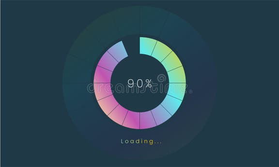 90 Percent Loading User Interface, a Futuristic Loading Icon, Colorful Loading Tap Menu UI, Use ...