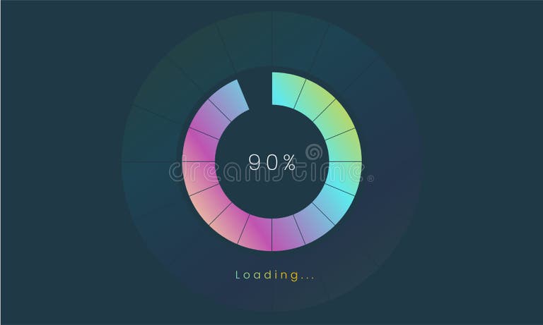 90 Percent Loading User Interface, a Futuristic Loading Icon, Colorful Loading Tap Menu UI, Use ...