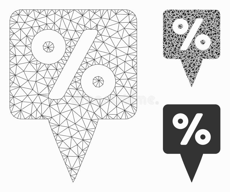 Percent Map Pointer Vector Mesh Wire Frame Model And Triangle Mosaic Icon Stock Vector