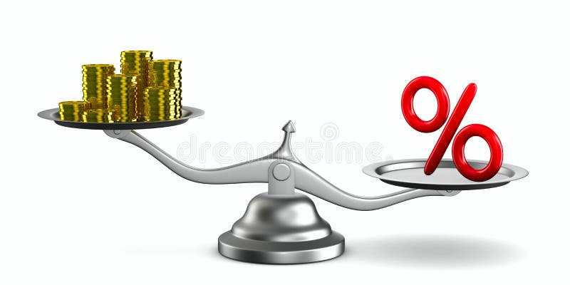 Percent and money on scale stock illustration. Illustration of measure ...