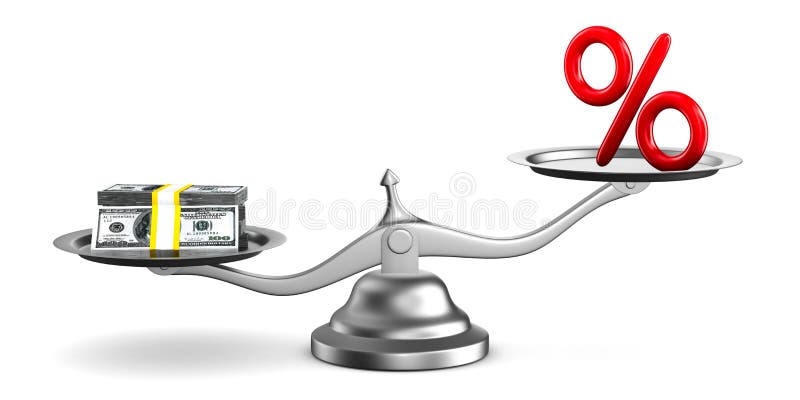 Percent and money on scale stock illustration. Illustration of compare ...