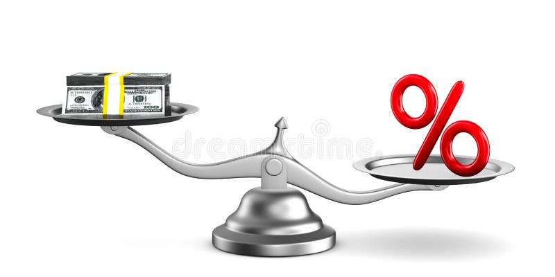 Percent and money on scale stock illustration. Illustration of balance ...