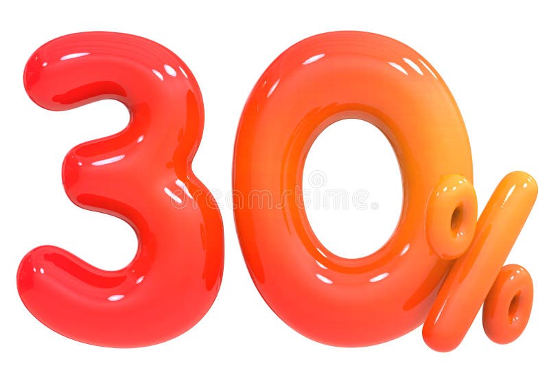 30 Percent Number Gradient 3D with White Background Stock Illustration ...