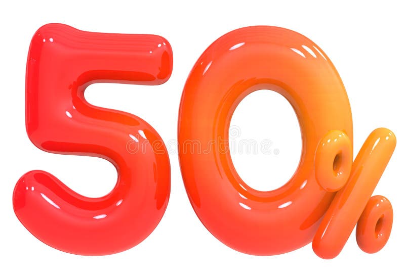 50 Percent Number Gradient 3D with White Background Stock Illustration ...